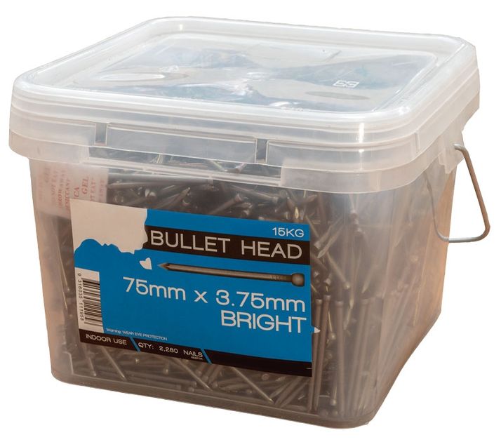 75 X 3.75 Bullet Head Nails Bright 15kg ,Materials - Hardware,Fasteners ...