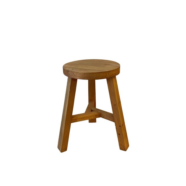 Reclaimed Wood Round Stool, Natural