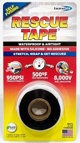 RESCUE TAPE BLACK CLAMSHELL 25