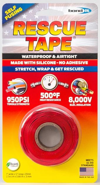 RESCUE TAPE RED CLAMSHELL 25mm