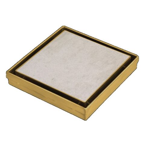 Tile Insert Floor Drain 110x110x20mm Brushed Gold S/S TLT l OTEC l All Trim