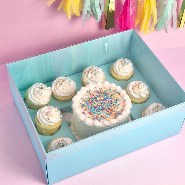 CAKE CRAFT | CLEAR LID | BLUE BENTO 8 HOLE CUPCAKE AND CAKE BOX ...
