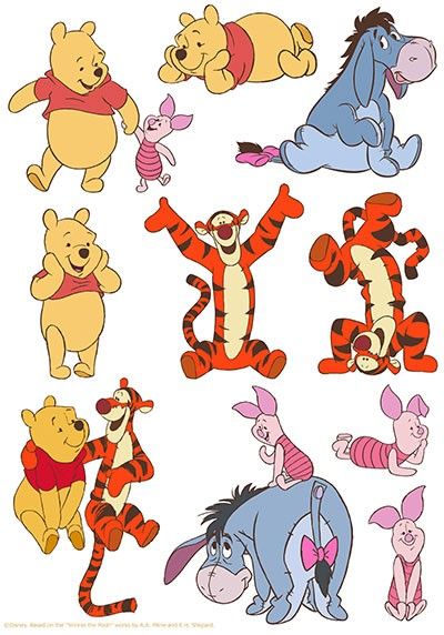 WINNIE THE POOH - POOH, TIGGER, PIGLET, EEYORE ETC CHARACTER SHEET A4 ...