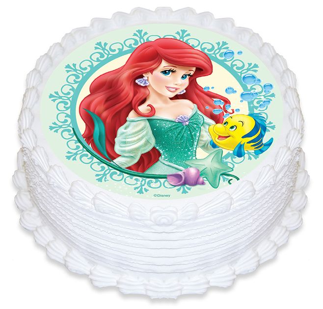 DISNEY PRINCESS - ARIEL - LITTLE MERMAID ROUND EDIBLE ICING IMAGE - 6.3 ...