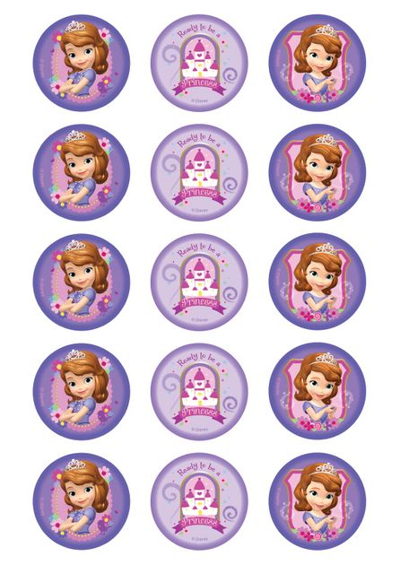 DISNEY SOFIA THE FIRST - PRINCESS SOFIA 2 INCH/5CM CUPCAKE IMAGE SHEET ...