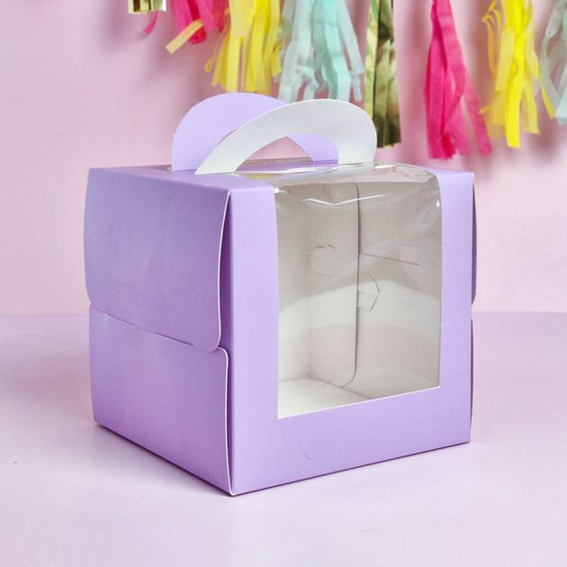 CAKE CRAFT | LILAC | 6.2X6.2X5.9 INCH | TOP HANDLE WINDOW CAKE BOX ...