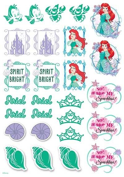DISNEY PRINCESS - ARIEL MERMAID ICONS SHEET A4 EDIBLE IMAGE