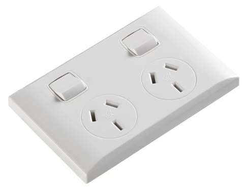 'C' Type Double GPO - White