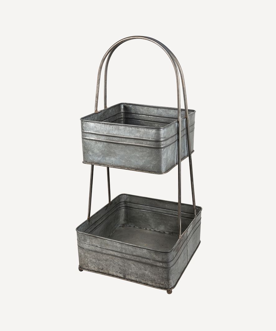 2 Tier Square Metal Basket | French Country Collections
