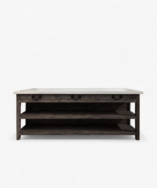 Lars Aged Black Kitchen Island X-Large | French Country Collections