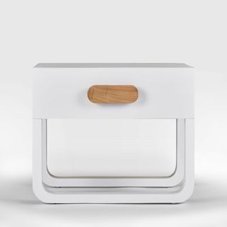 Santorini Hamptons Timber/Rattan Bedside Table White