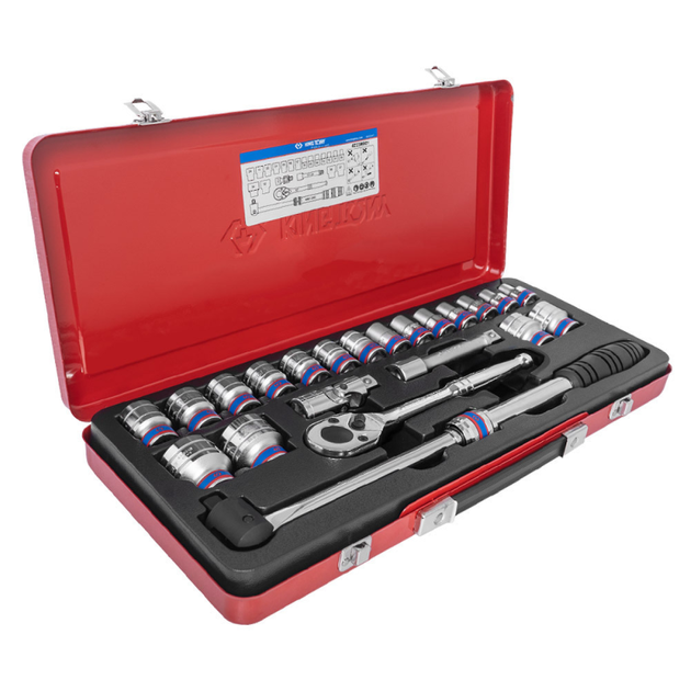 KING TONY 22PC 1/2"DR. SOCKET SET 10-34MM WITH EXTENDABLE POWER BAR 450-600MM