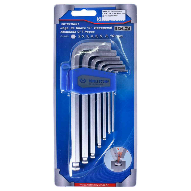 KING TONY 7PC BALL PT HEX KEY SET