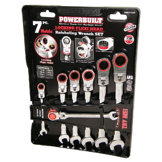 POWERBUILT 7PC GEAR SPANNER FLEXI/LOCKING SET