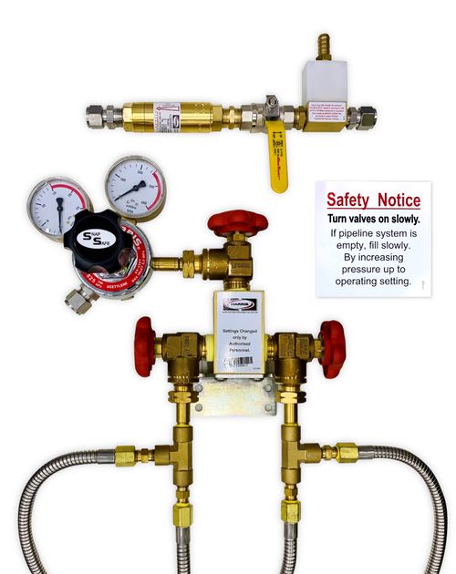 2 x 2 Acetylene Manifold 150kPa (1.8m) (1/2" Tube)