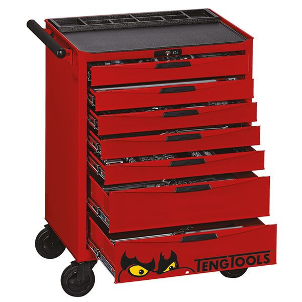 TENG 491PCE 26" 7 DRAWER ROLL CABINET MECHANIC'S TOOL KIT, METRIC, PS ...