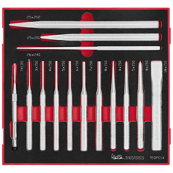 TENG 14PCE P PUNCH & CHISEL SET - TED-TRAY - ITM Industrial Products