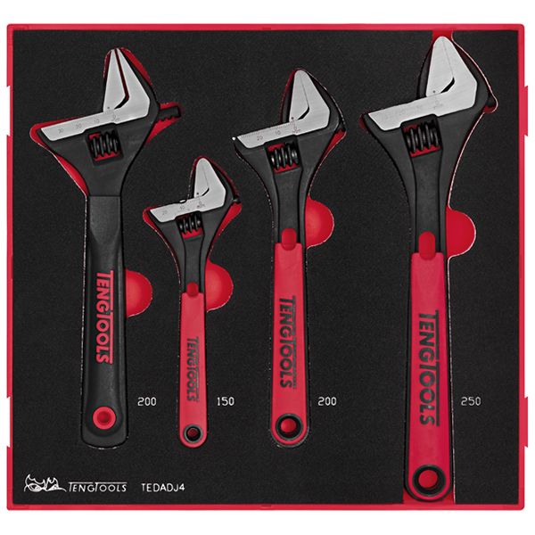 TENG 4PCE ADJUSTABLE WRENCH SET - TED-TRAY - ITM Industrial Products