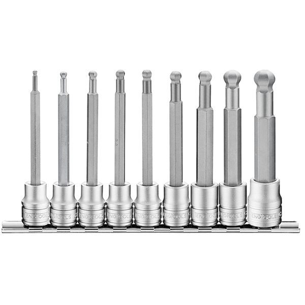 TENG 9PCE 3/8" LONG HEX BIT SOCKET BALL-END CLIP RAIL SET - ITM ...