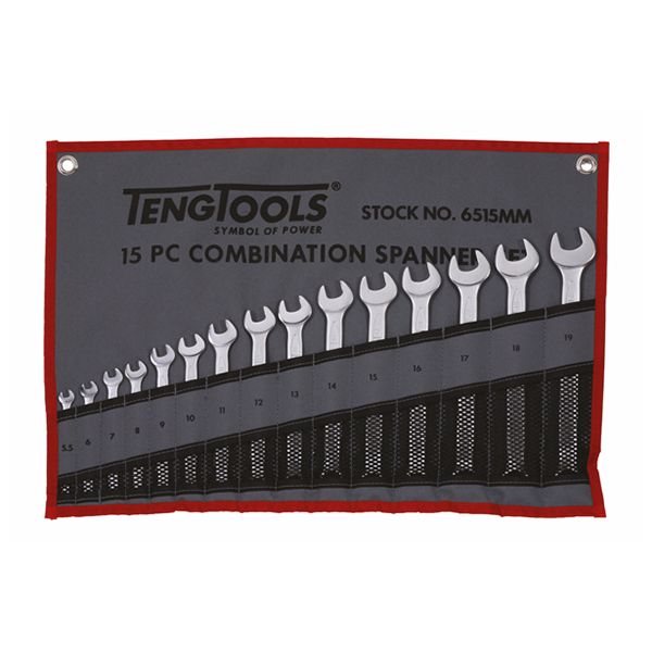 TENG COMBINATION SPANNER SET W/WALLET, METRIC, 15PCE, 5.5MM-19MM - ITM ...