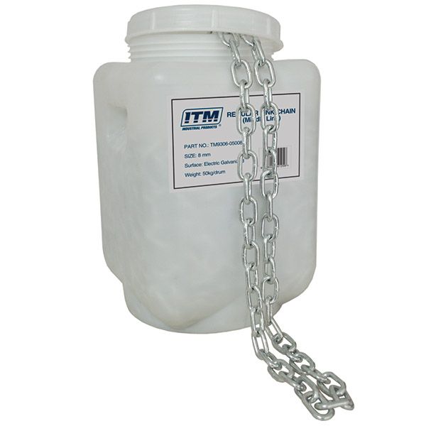 REGULAR LINK CHAIN, GALVANISED, 50KG DRUM - ITM Industrial Products
