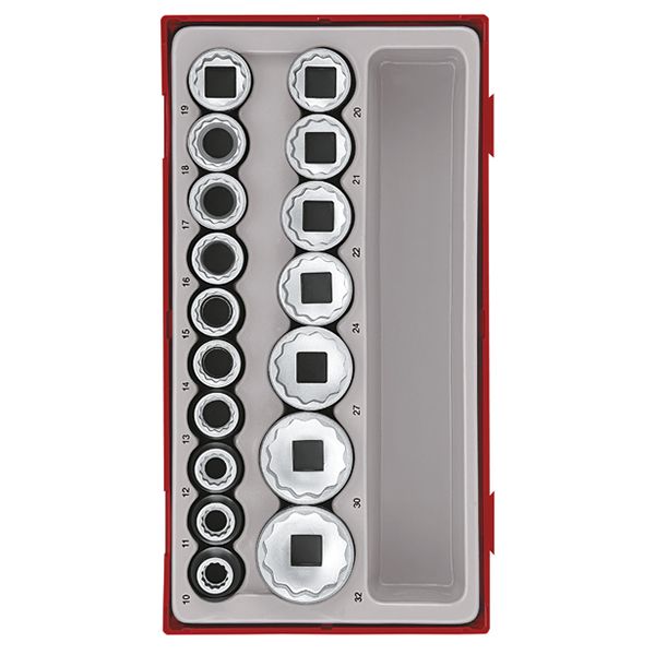 TENG 17PCE 1/2" DR. SOCKET SET 10-32MM - TC-TRAY - ITM Industrial Products