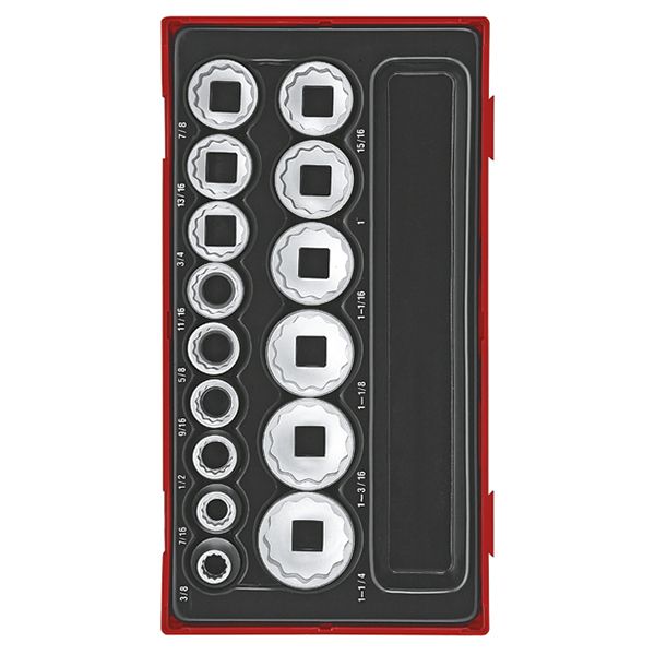 TENG 15PCE 1/2" DR. AF SOCKET SET - TC-TRAY - ITM Industrial Products