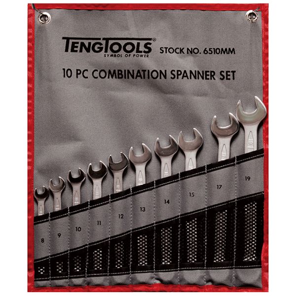 TENG COMBINATION SPANNER SET W/WALLET, METRIC, 10PCE, 8MM-19MM - ITM ...
