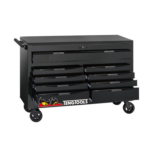 TENG 53" PRO ROLL CABINET, 9 DRAWERS, BLACK - ITM Industrial Products