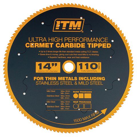 ITM 350MM CERMET CARBIDE METAL CUTTING BLADE 110T SSBL350 CERMET110 ITM Industrial Products