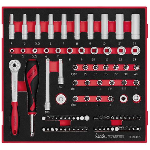 TENG 89PCE 1 4 DR. SOCKET ACC SET 4 13MM TED TRAY ITM Industrial Products