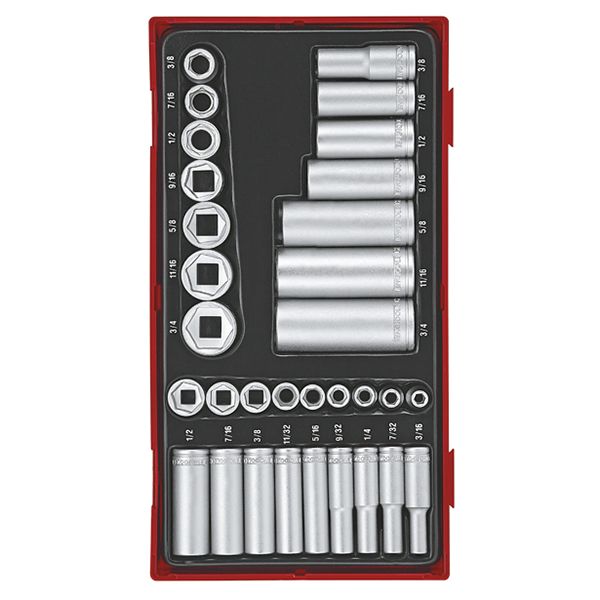 TENG 32PCE 1/4" & 3/8" DR. REG/DEEP AF SOCKET SET - TC-TRAY - ITM ...