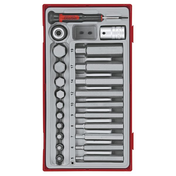TENG 23PCE HEX BITS SET 5-19METRIC - TC-TRAY - ITM Industrial Products