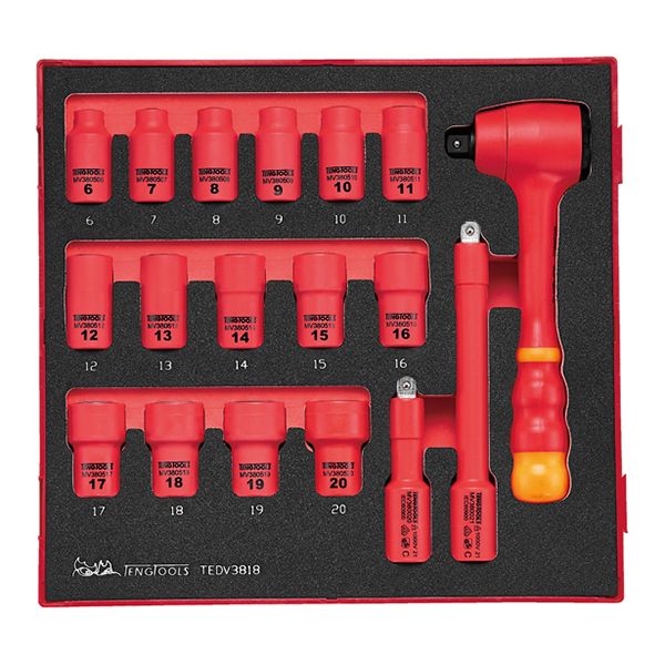 TENG 18PCE 1000V VDE 3/8" DR. INSULATED SOCKET SET- TED-TRAY - ITM ...