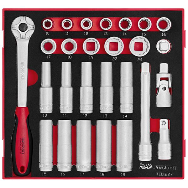 TENG 27PCE 1/2" DR. SOCKET & ACC SET 10-24MM - TED-TRAY - ITM ...