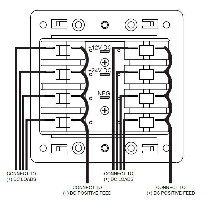 Blue Sea 360 Circuit Breaker Panel with Push Button Circuit Breakers