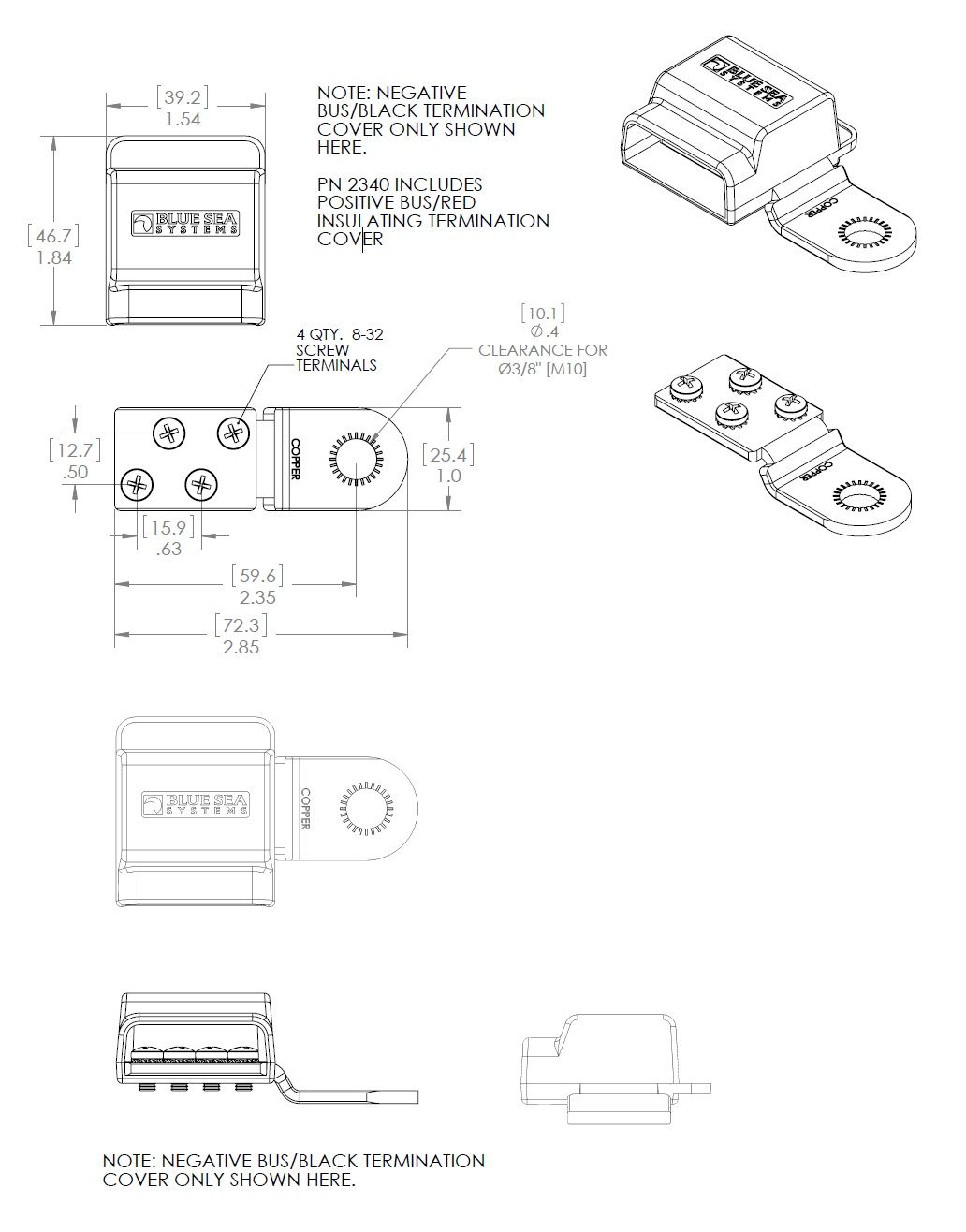Blue Sea Battery Terminal Mounted Bus Bar Kit