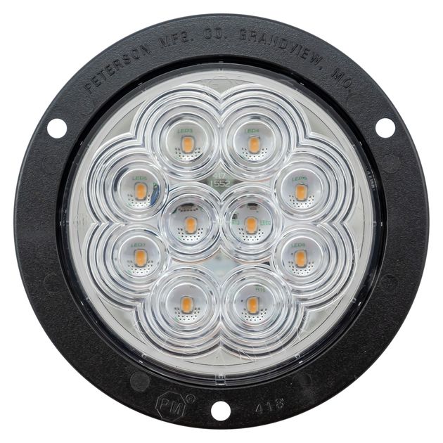 Peterson 4" Amber LED & Clear Lens Indicator Lamp - Flange Mount (818TA ...