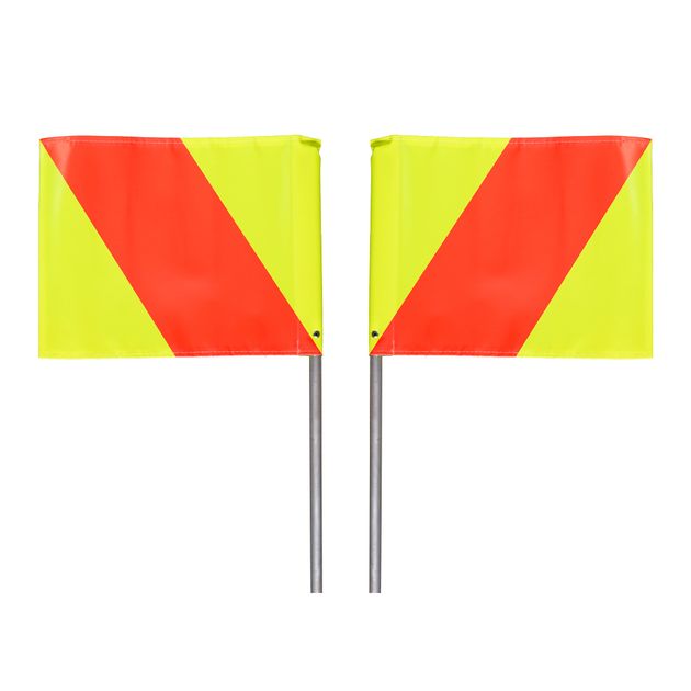 Yellow & Orange PVC Fluro Flags 400 x 300 with Alloy Handles (Pair ...