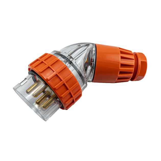 Three Phase 45deg Angle Male Plug 4 Pin 32Amp 500V | Mike's Transport ...