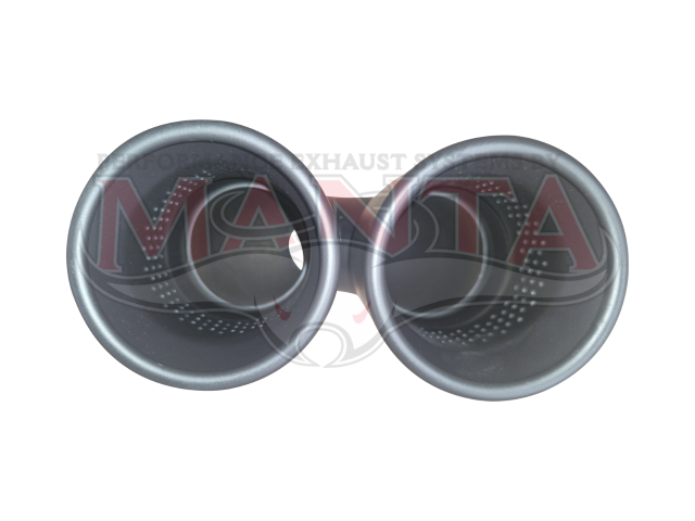 Black Coated, 3in Inlet, Twin 4in Round Outlets, Straight Cut, Rolled ...