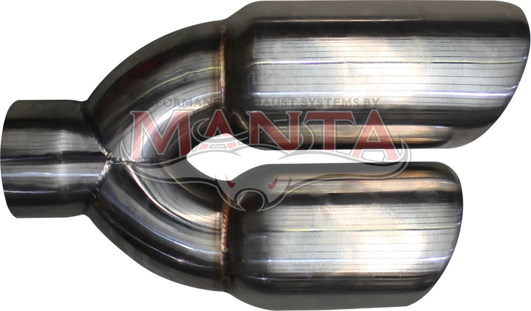 76.2mm ID (3") Flared Inlet, Twin 3 1/4in Round Outlet,10.5in Long, RHS ...