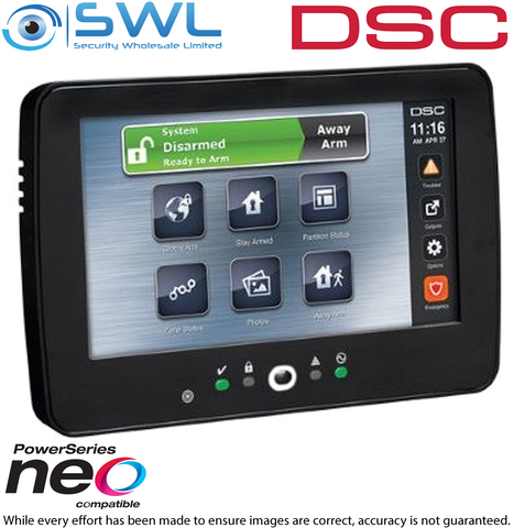 DSC Neo HS2TCHPBLKN: 7" Touch Screen H/W Keypad c/w Prox - BLACK SWL