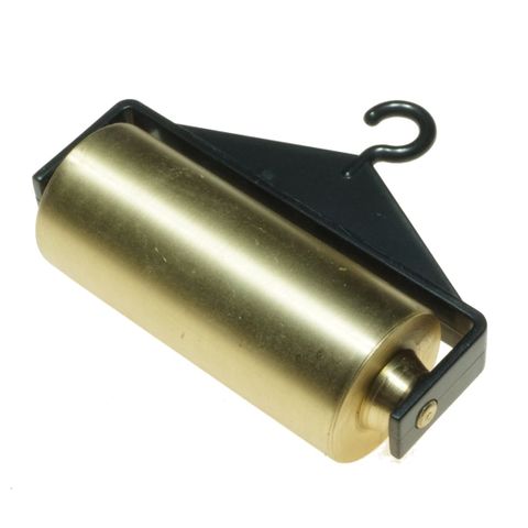 Brass roller in frame for inclined plane