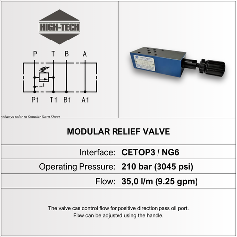 RV-02M-P-3-A • MODULAR RELIEF VALVE • PORT P • CETOP 03 / NG6 • MAX ...