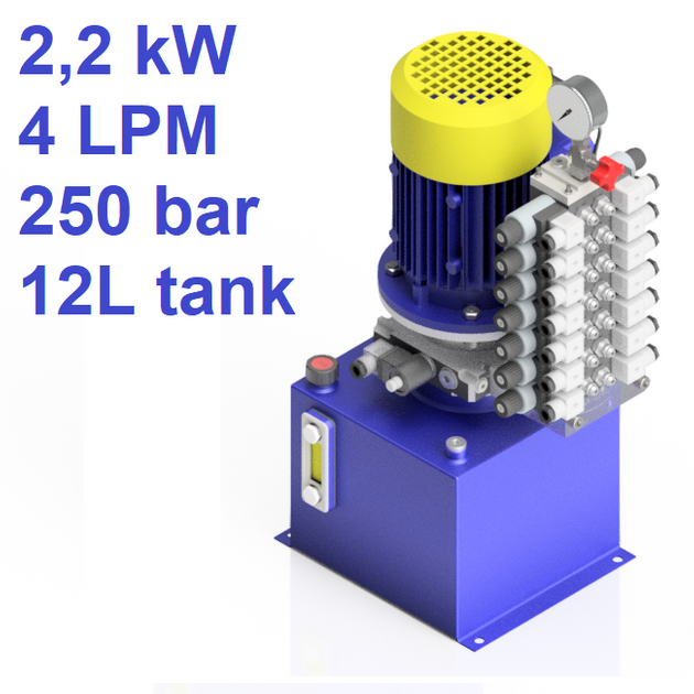 HPU-AC-2,2-1PH-12 • 240 V AC • MOTOR 2.2 KW • PRESSURE 250 BAR • FLOW 4 ...