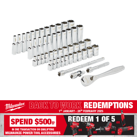 Buy Milwaukee Socket Set 1/4in Dr Metric/Imperial 50pc online in New ...