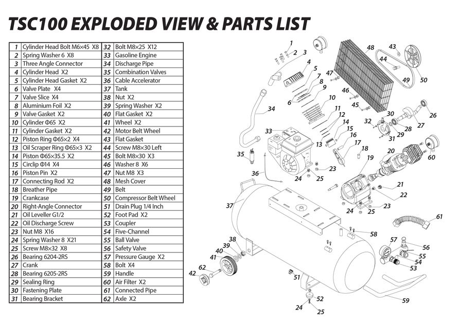 Parts for TSC100L/H Compressor