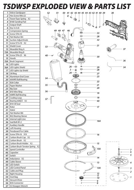 Parts for TSDWSP Portable Drywall Sander
