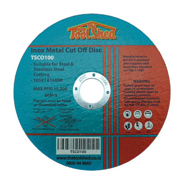 Buy ToolShed Inox Metal Cut Off Disc 105 x 1 x 16mm online in New ...